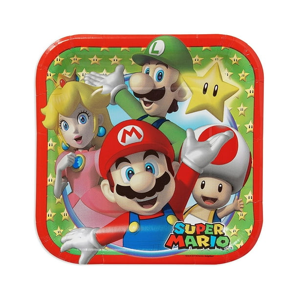 7" Super Mario Party Paper Square Plate, 8ct - Walmart.com