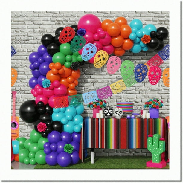 Fiesta Fiesta Balloon Arch Kit - 124PCS Rainbow Balloons with Mexican ...