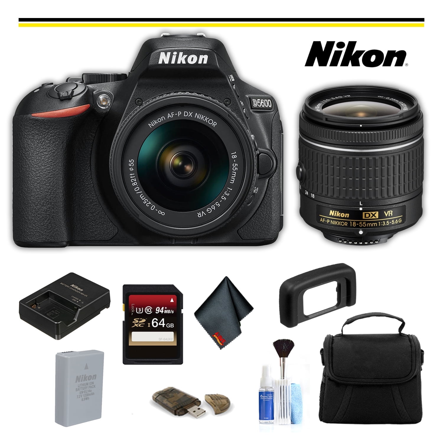 Cámara Nikon D5600 DSLR con paquete básico de lentes de 18-55 mm ...