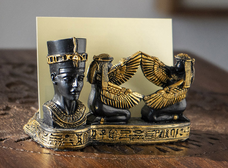 Egyptian Goddess Queen Nefertiti Winged Isis Maat Pyramid Card Holder ...
