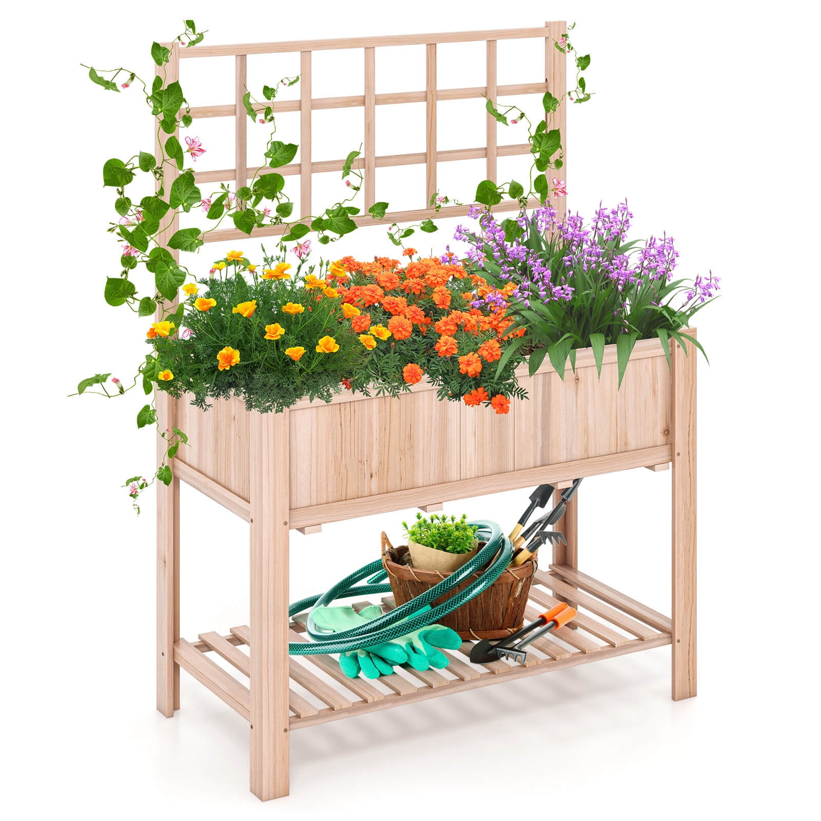 Click here for Costway Raised Garden Bed Elevated Wooden Planter... prices