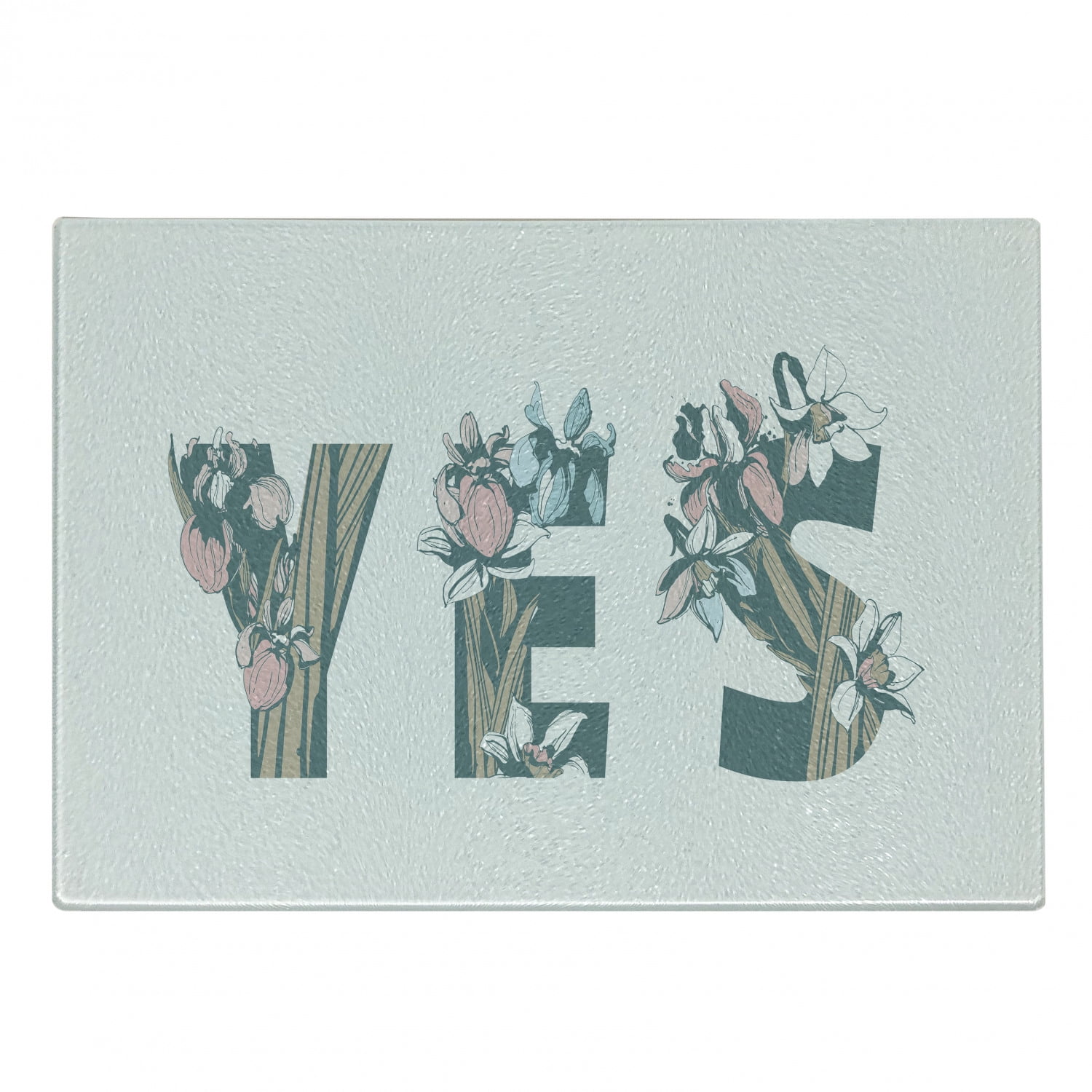 Yes Cutting Board, Calligraphic Concept of Garden Themed Floral ...