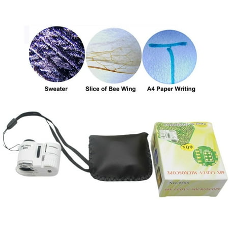 60X Handheld Magnifier Mini Pocket Microscope Loupe Currency Detector ...