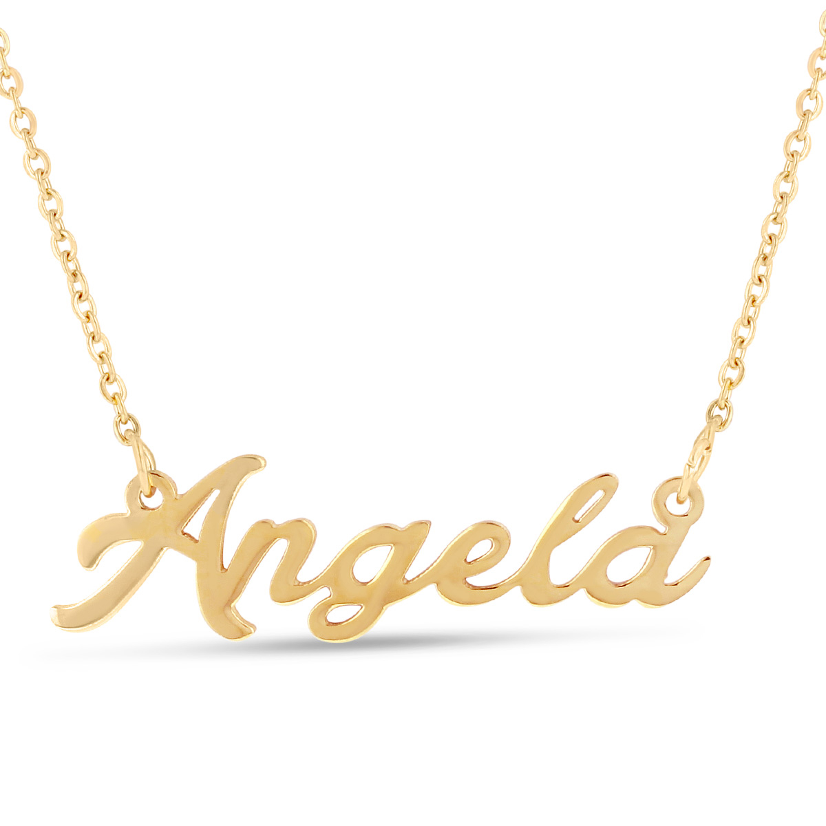 SuperJeweler Angela Nameplate Necklace In Gold, 16 Inches All Names ...