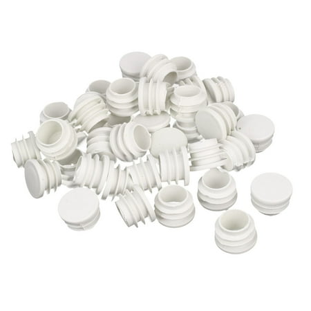 25mm Diameter Plastic Blanking End Cap Round Ribbed Tube Insert White ...
