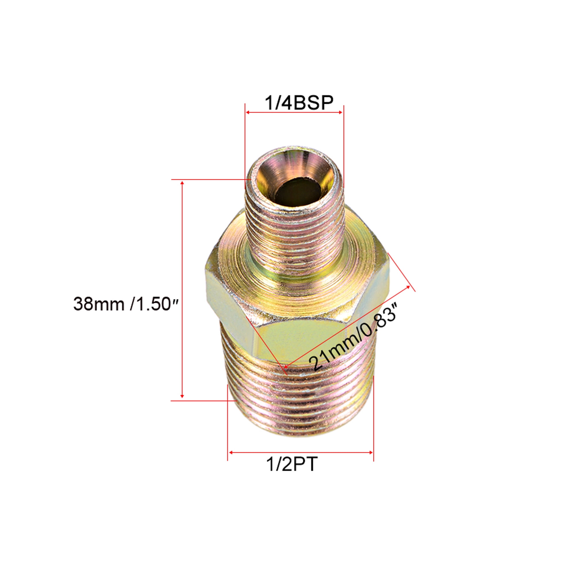 Buy Unique Bargains Reducing Pipe Fitting Carbon steel Straight BSP Thread Brass Fitting Copper ...