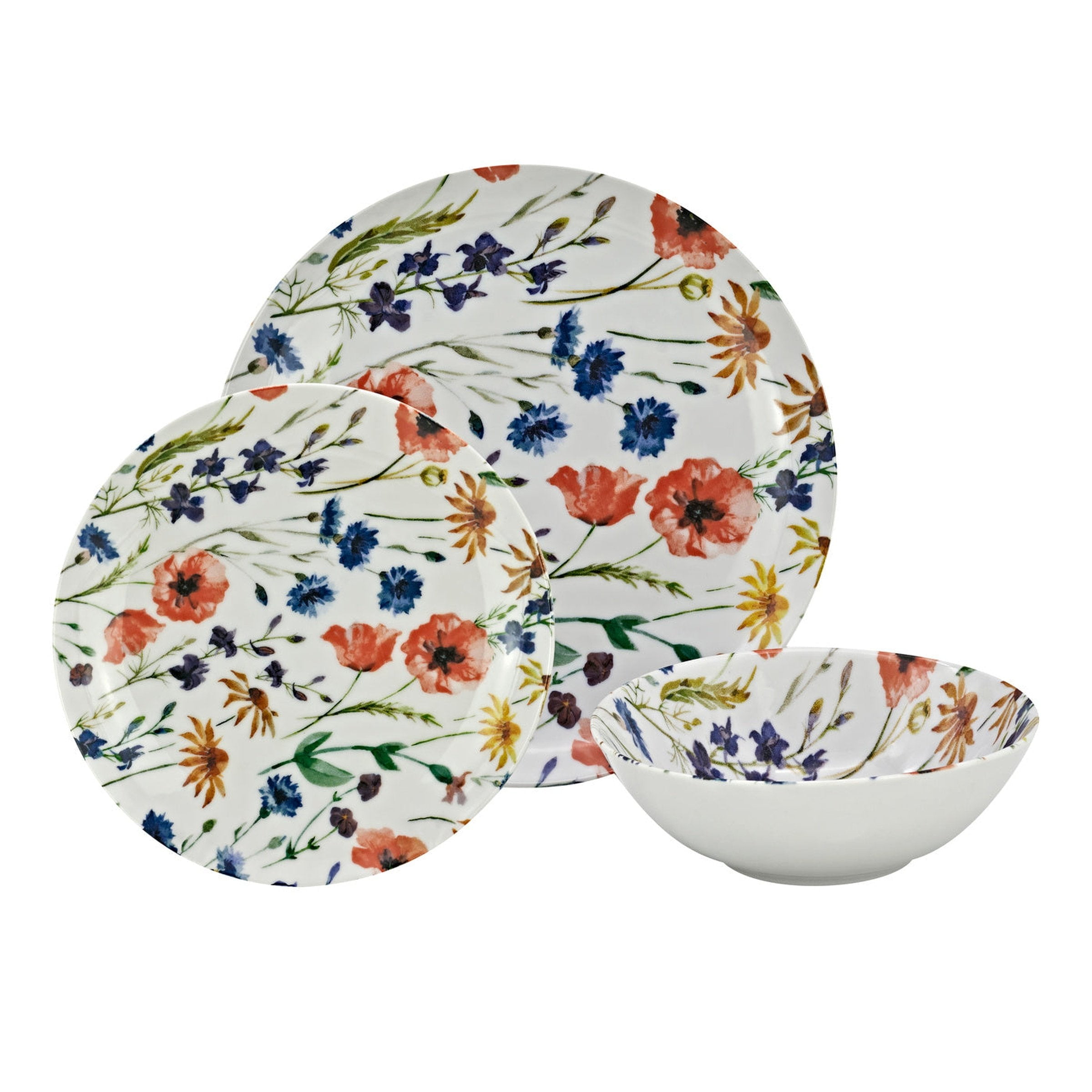 Margo Floral Porcelain 12 Piece Dinnerware Set, Service for 4 - Walmart.com
