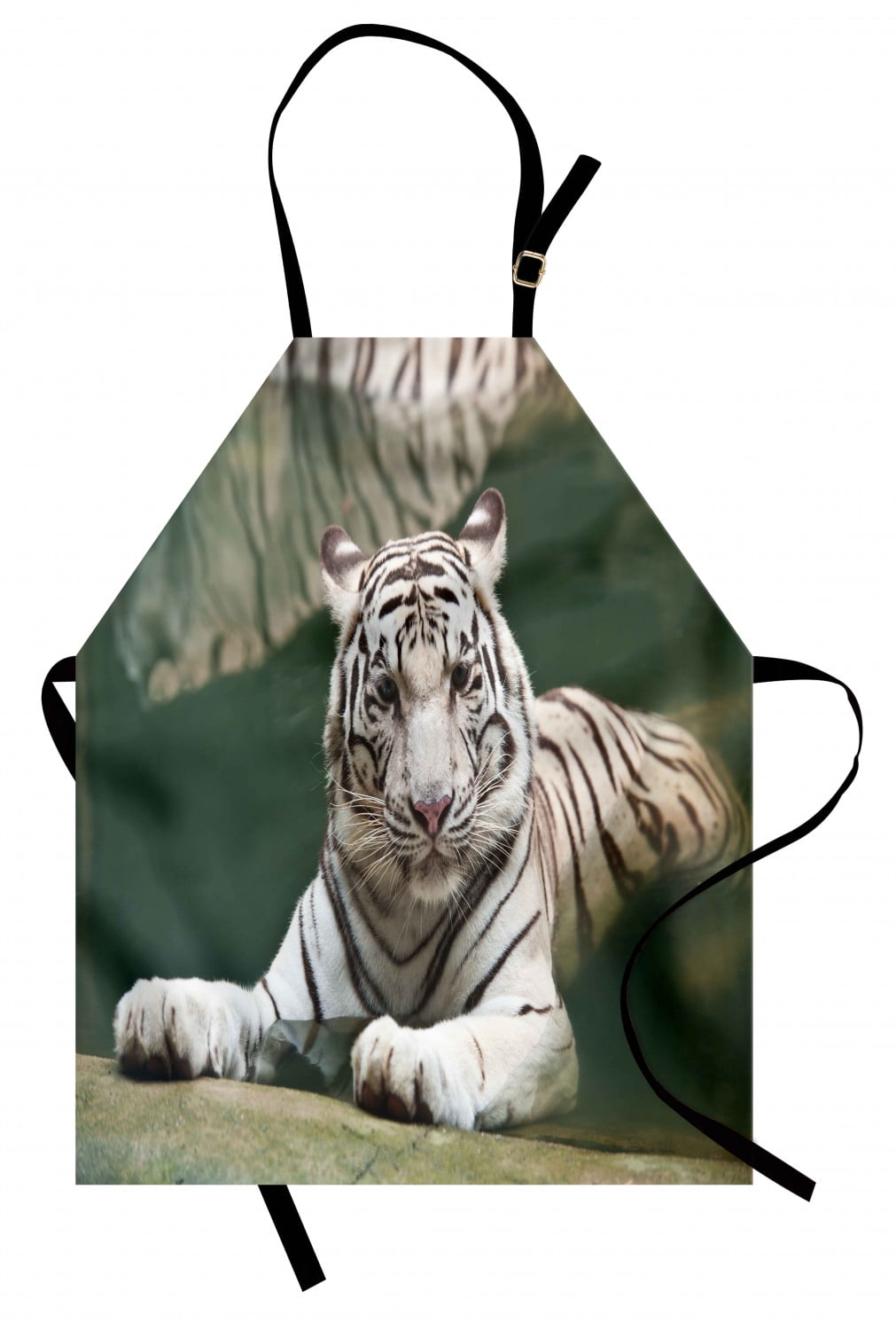 Tiger Apron Bengal Symbol Swimming White Beast with Black Sprites Large ...