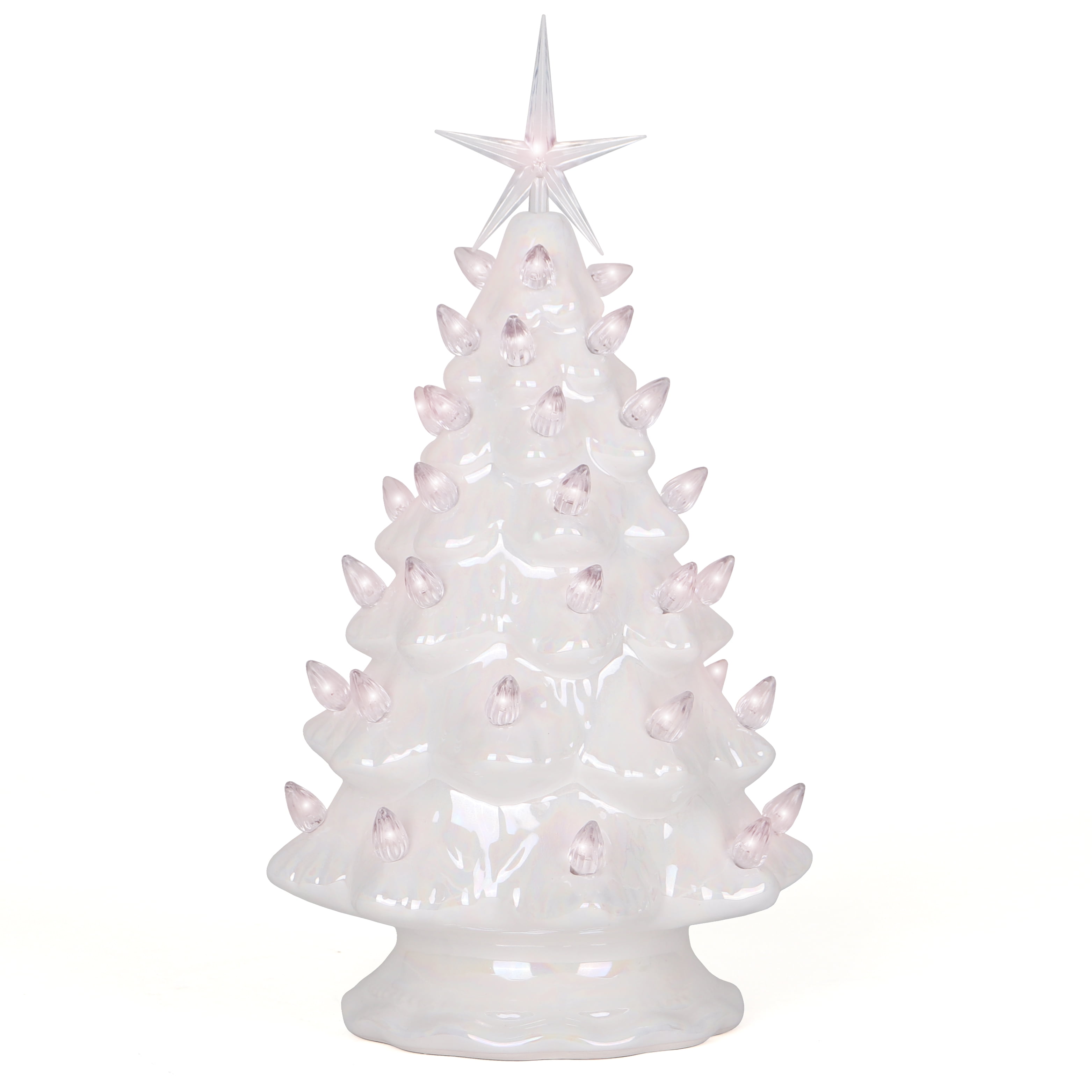 Lighted Ceramic Table Top Christmas Tree (11.5" Medium, Pearl White ...