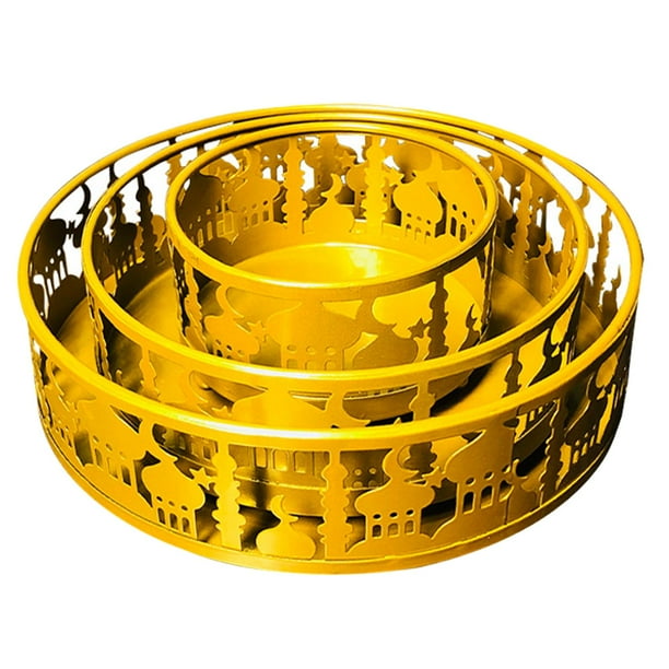 3 PCS Rustic Ramadan Iron Tray Eid al for Islam Party Food Fruit ...