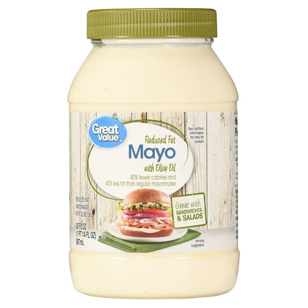 Great Value Reduced Fat Mayonnaise with Olive Oil, 30 fl oz - Walmart.com - Walmart.com