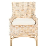 SAFAVIEH Cristen Rattan Parson Chair w/ Cushion, Natural White ...