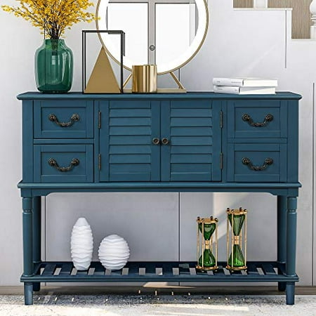 LUMISOL Navy Console Table for Entryway, Sideboards and Buffets with 4 ...