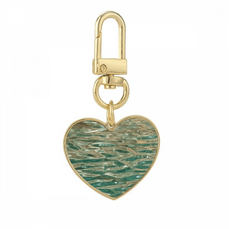 Water Surface Ripple Blue Waves Fish Gold Heart Keychain Metal Keyring ...