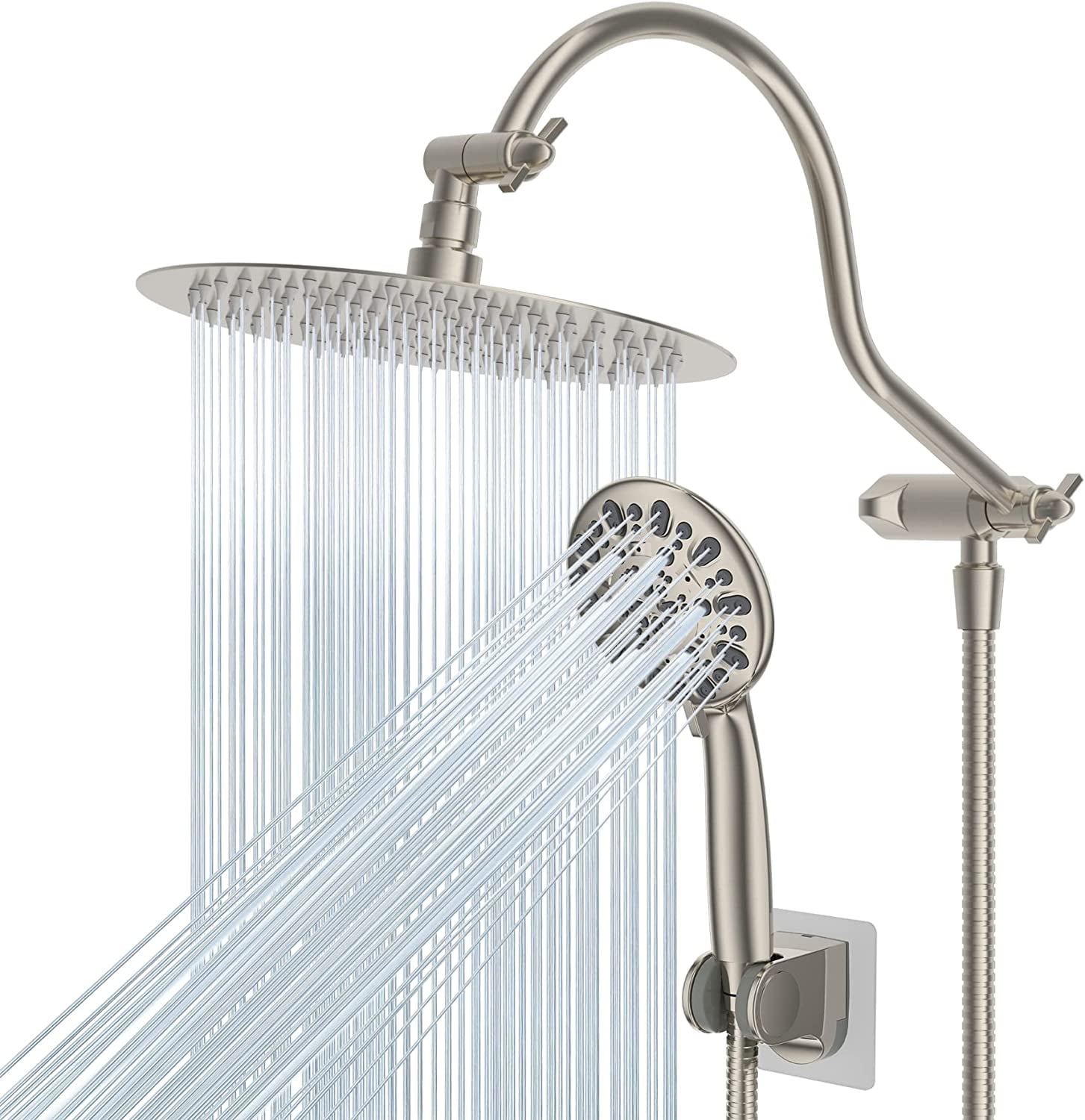 Hibbent Metal Shower Head - 10'' High Pressure Rainfall with Handheld ...