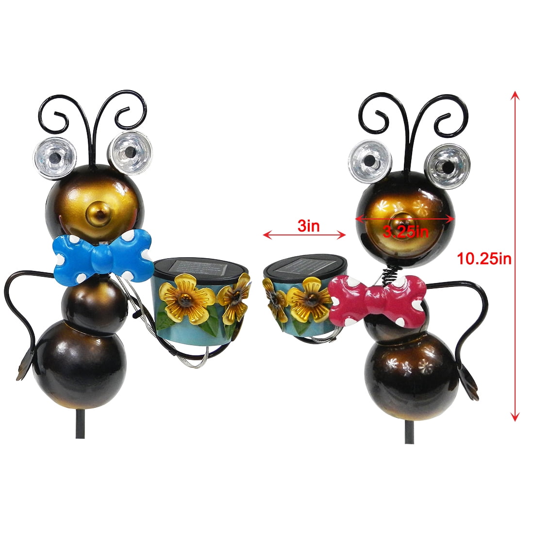 iGlow 2 Red & Blue Solar Ant Landscape Light 2 Bright White LED Path ...