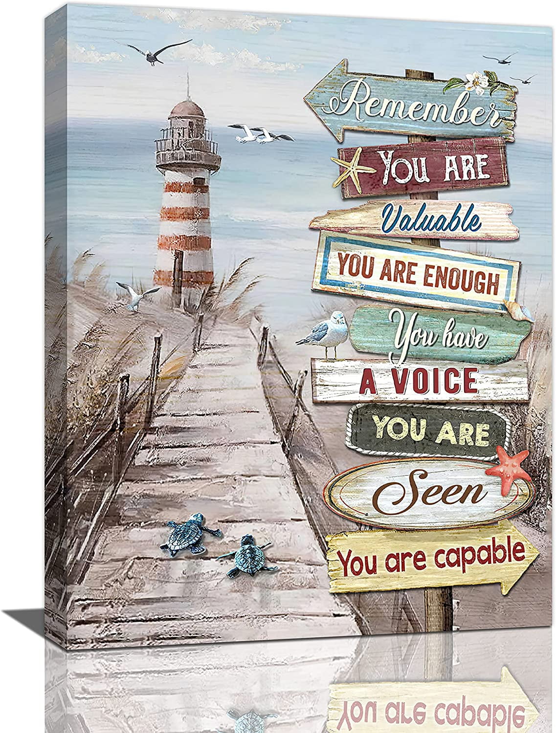 Lighthouse Wall Art Lighthouse Decor Ocean Seascape Blue Canvas Wall ...