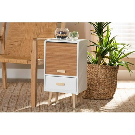 Baxton Studio 6182-Pine-Bamboo-NS Nansen Mid-Century Modern Two-Tone ...