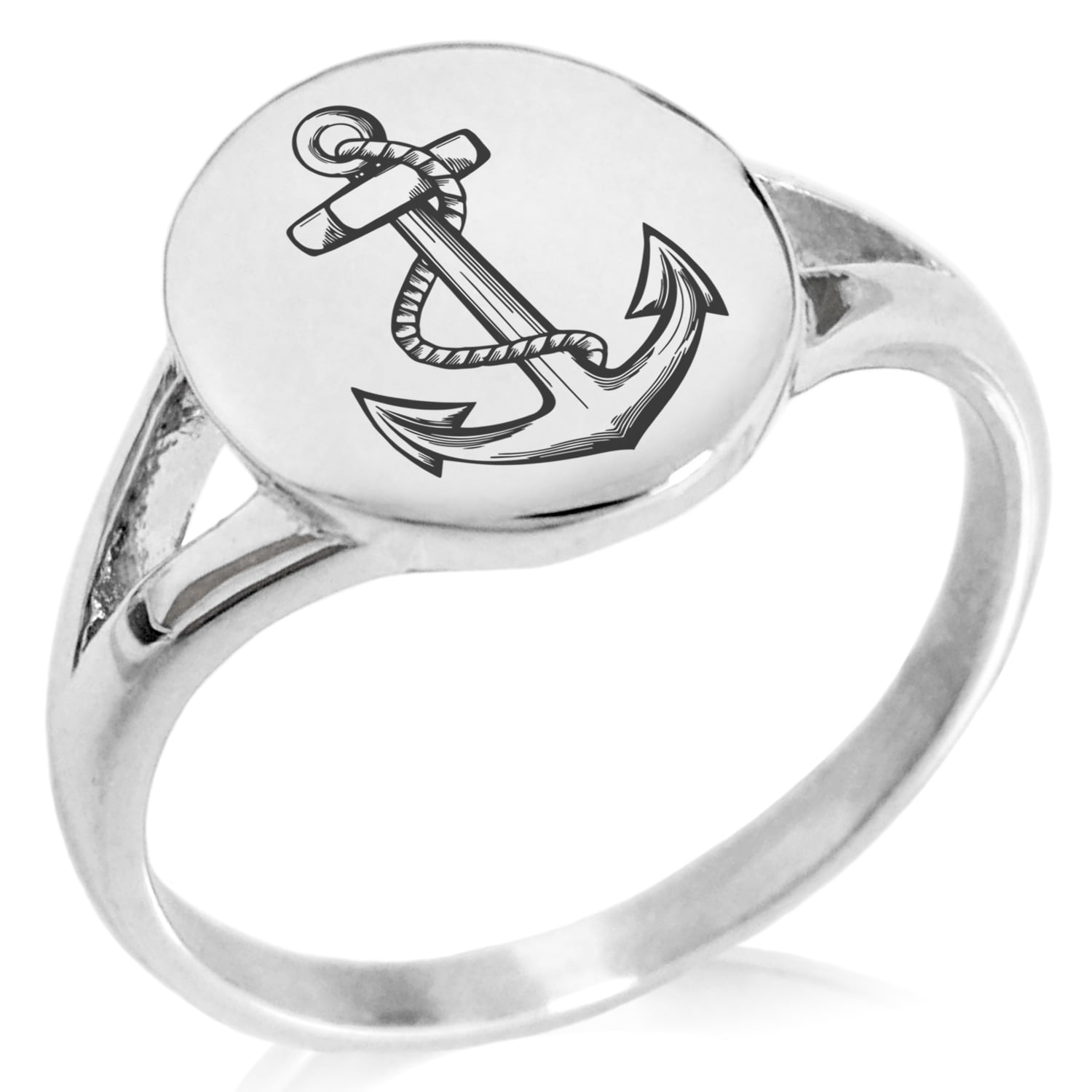 Stainless Steel Mariner Nautical Anchor Minimalist Oval Top Polished ...