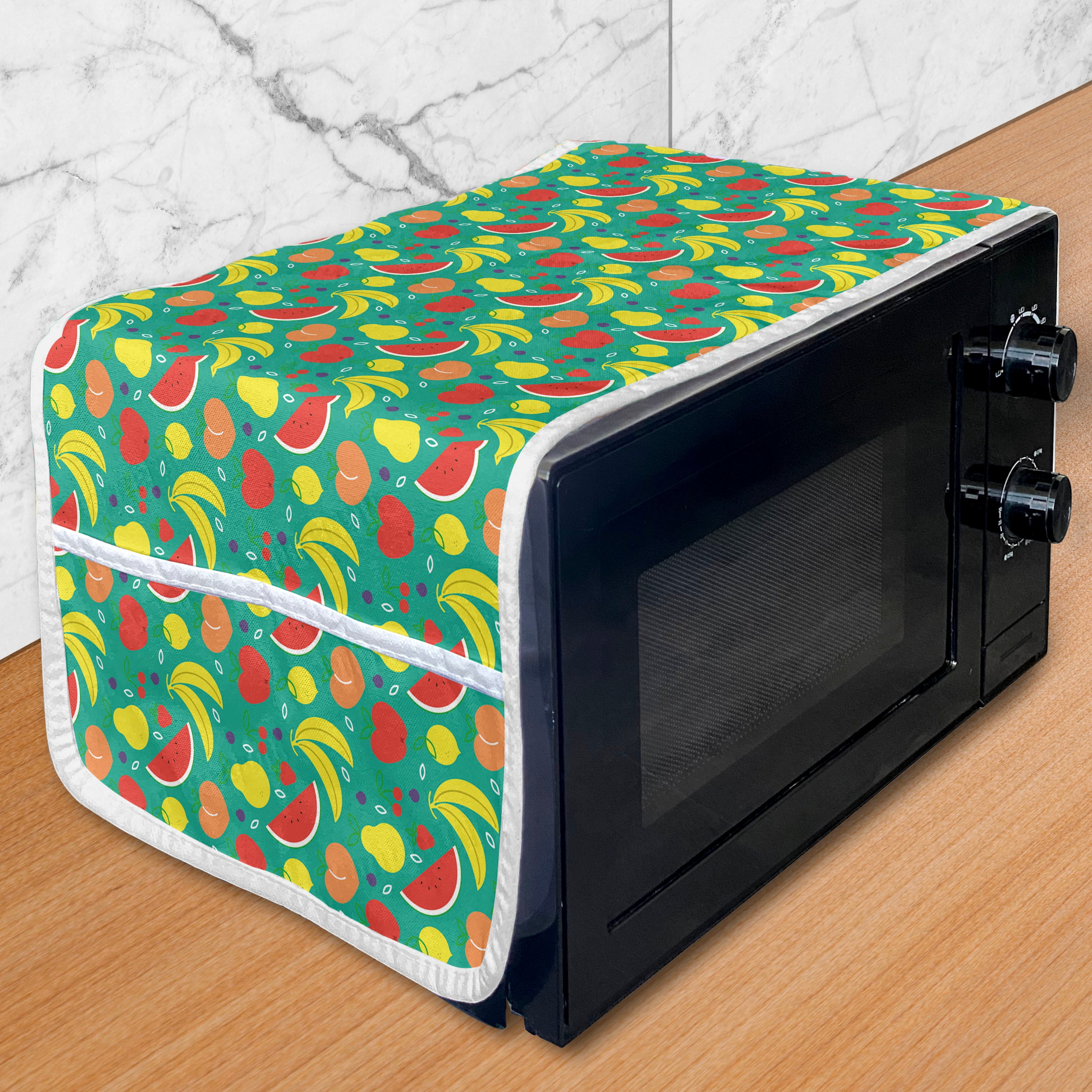 Fruit Microwave Oven Cover, Summer Time Layout of Watermelon Bananas Peach Pears Strawberries ...