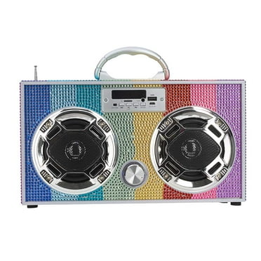 onn. Portable FM Boombox with LED Lighting - Walmart.com