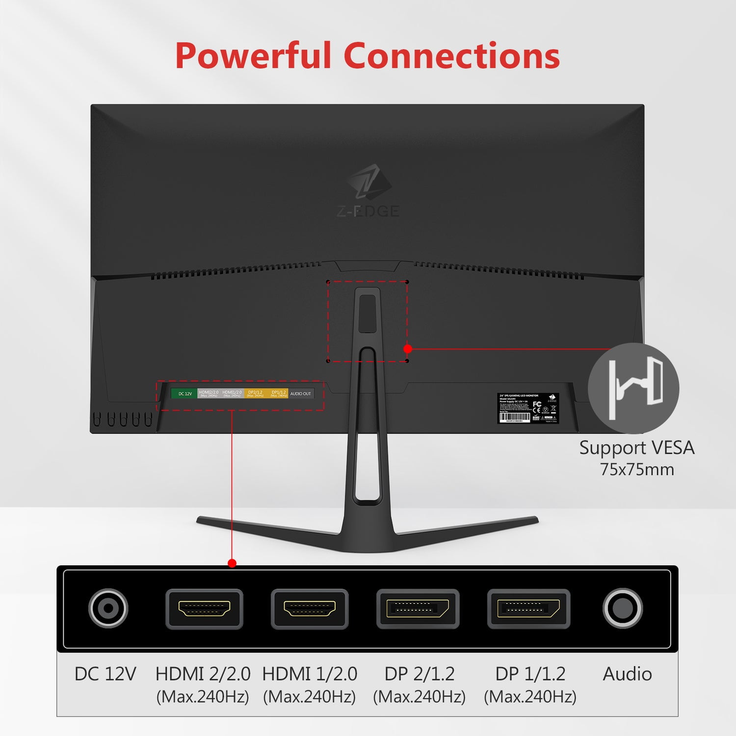 Buy Z-Edge UG24PJ 24-Inch Gaming Monitor 240Hz 1ms Full HD 1080P LED ...