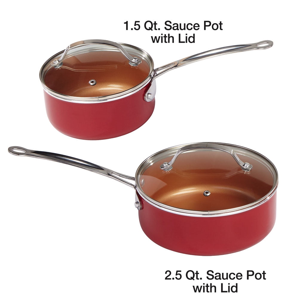 Buy Red Copper As Seen On TV Ceramic Copper Cookware Set Red Online at ...