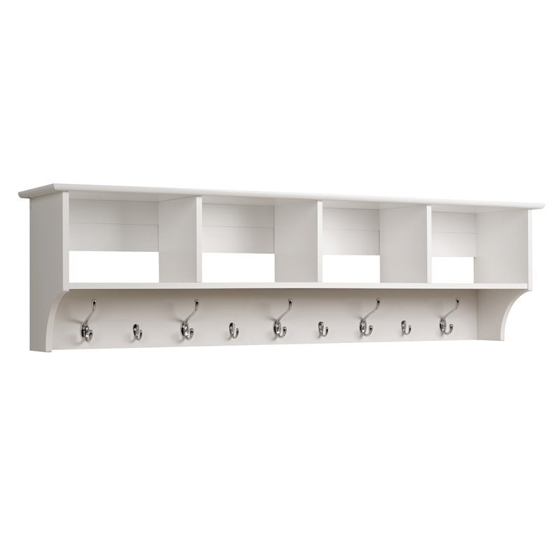 Pemberly Row 60"W Entryway Hall Tree with Hanging Shelf and Hooks in ...