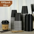 100 Pack 10 oz Paper Coffee Cups for Hot Chocolate Drinks, Black s with ...
