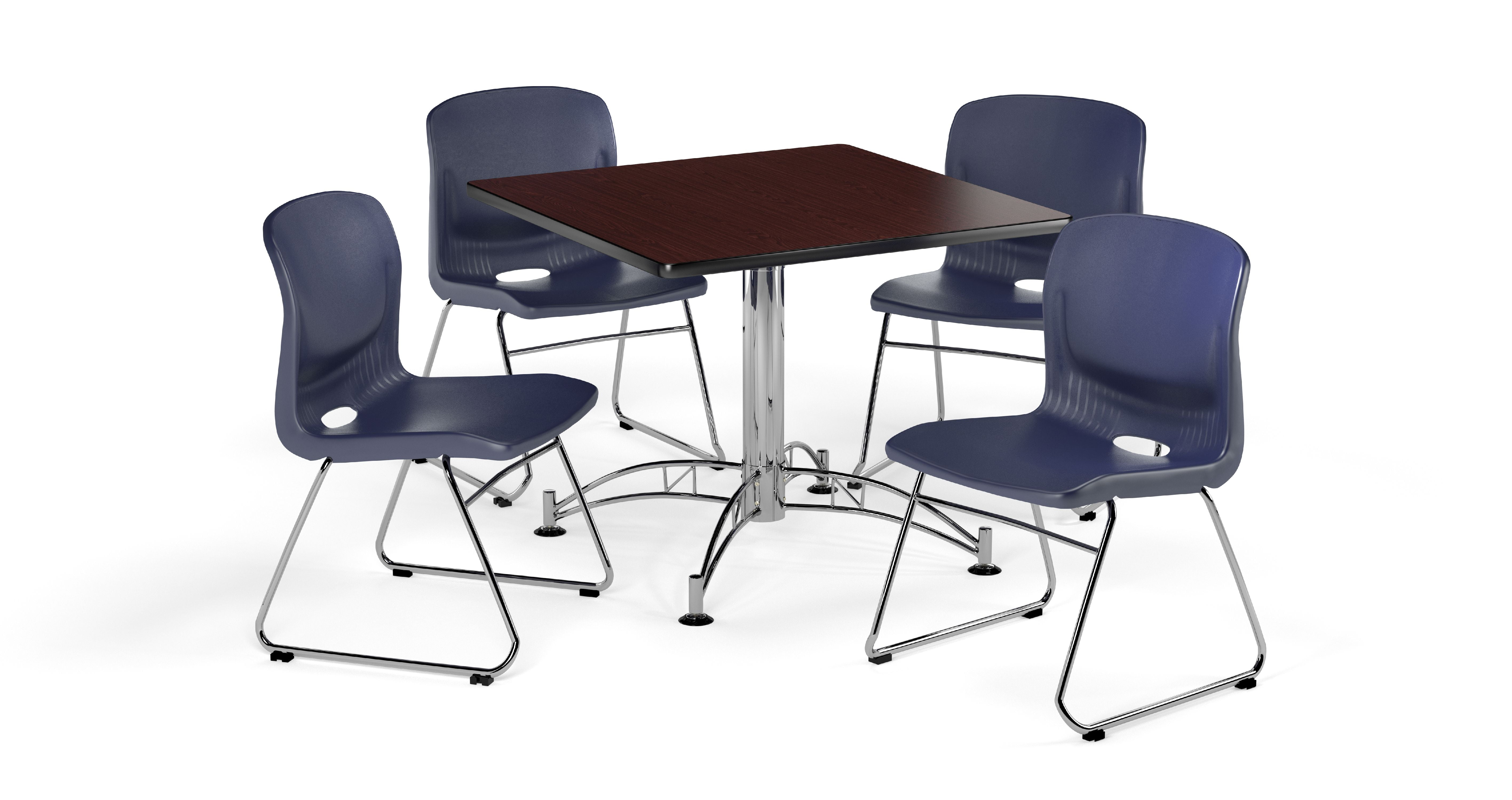 OFM Multi-Use Break Room Package, 42" Square Table with Plastic Stack ...