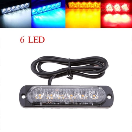 6 LED Car Hazard Warning Lamp Beacon Flash S Light Bar 12V Amber ...
