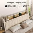 King Platform Bed Frame with Ergonomic Headboard and Dual Storage ...