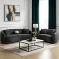 Benjara Buo 2pc Living Room Set- Sofa and Loveseat- Gold Trim- Dark ...
