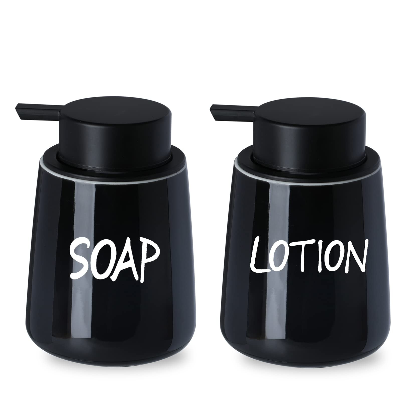 Farmhouse Ceramic Soap and Lotion Dispenser Set, Easy-to-Press Pump ...