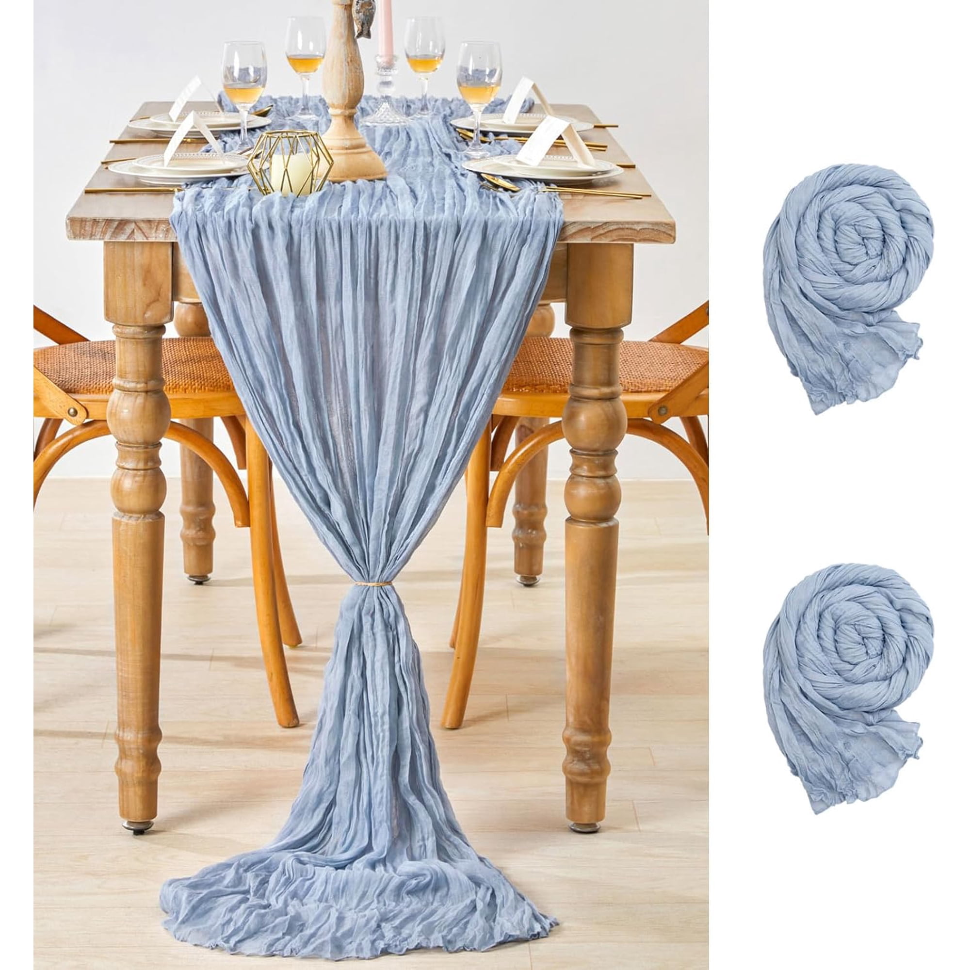 Click here for Unbranded Dusty Blue Cheesecloth Table Runners 2 P... prices