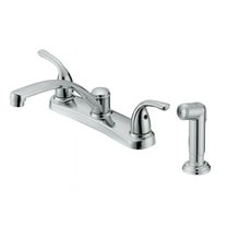 OakBrook Two Handle Kitchen Faucet with Deck Mount Side Sprayer, 4 Hole ...