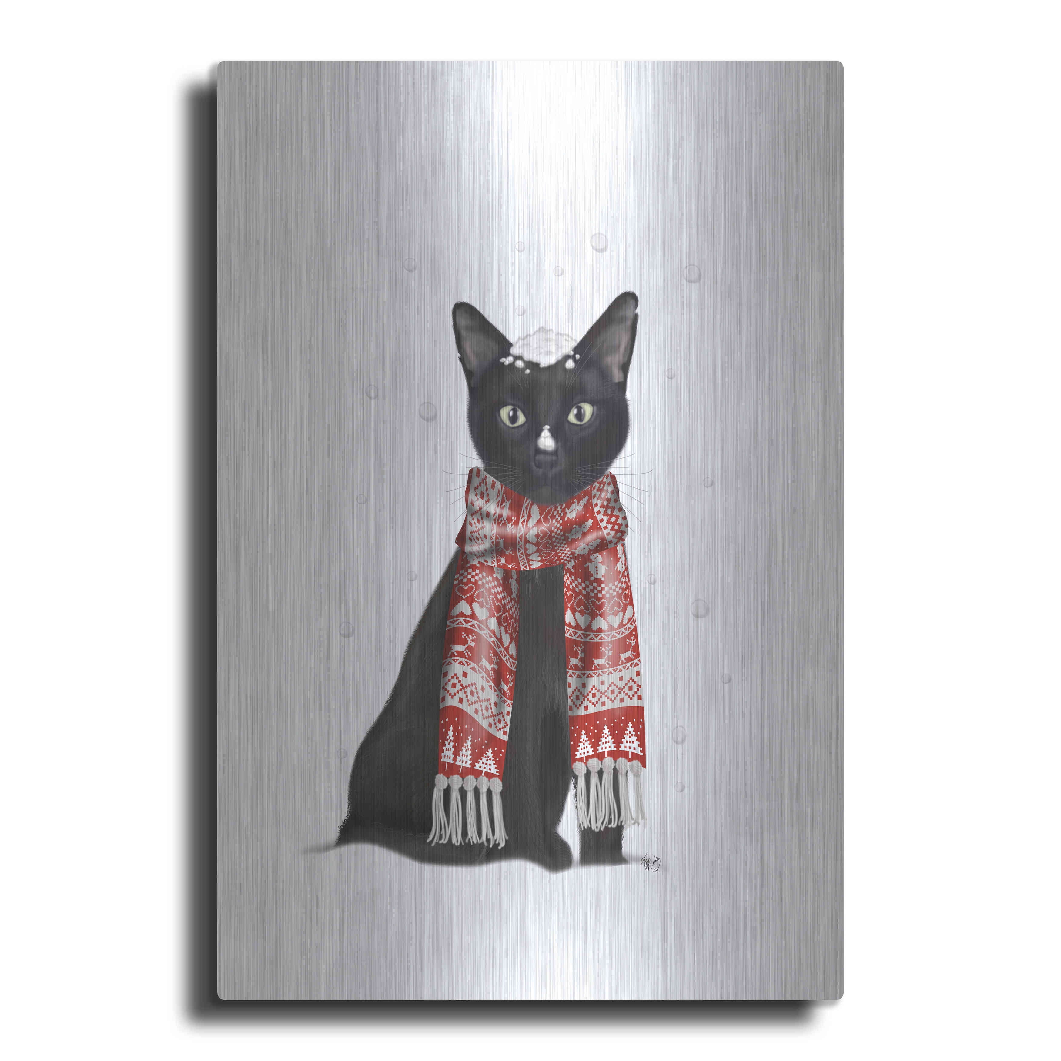 Luxe Metal Art 'Black Cat, Red Scarf' by Fab Funky Metal Wall Art, 24 ...