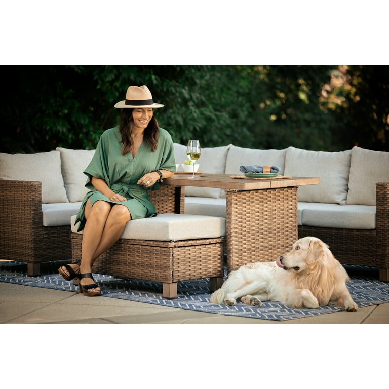 Better Homes Gardens Brookbury 4 Piece Outdoor Wicker Patio Sectional Dining Set Brown Walmart
