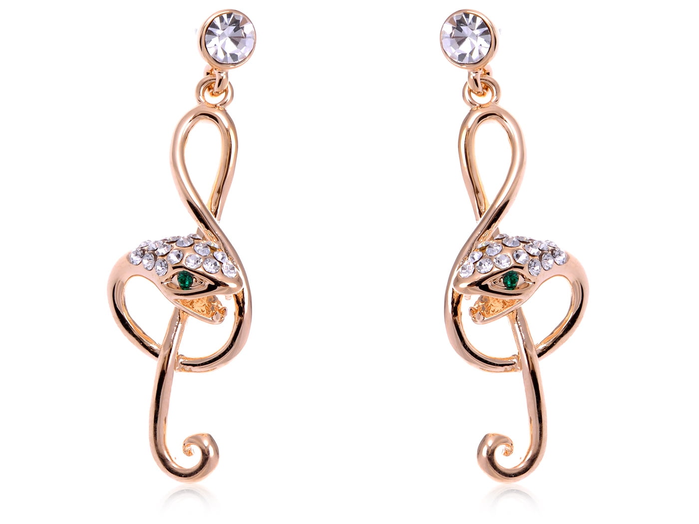 Gold Tone Clear Crystal Rhinestones Wrapped Snake Treble Clef Music ...