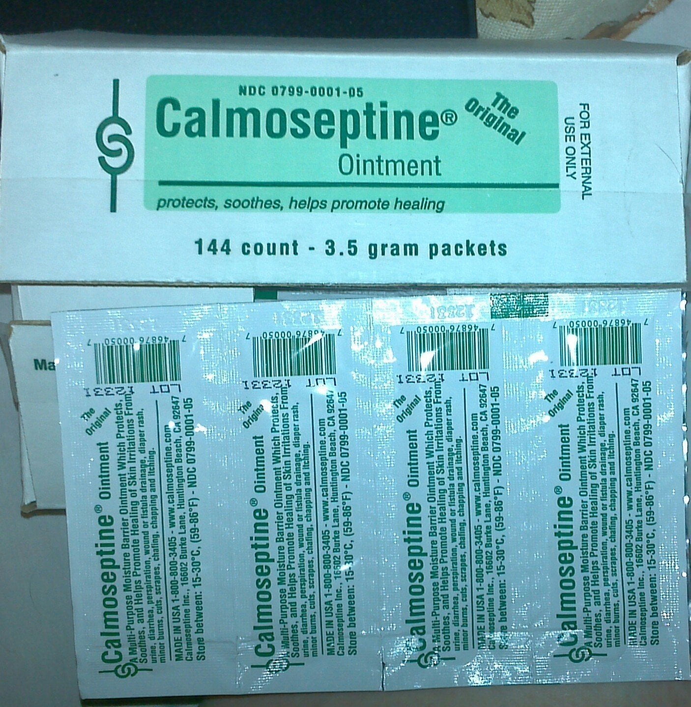 Calmoseptine Ointment Foil Packets 1/8 Oz 3.5G For Rashes And Irritated ...