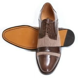 LIBERTYZENO Mens Leather Oxford Classic Lace Up Formal Brogue Dress ...