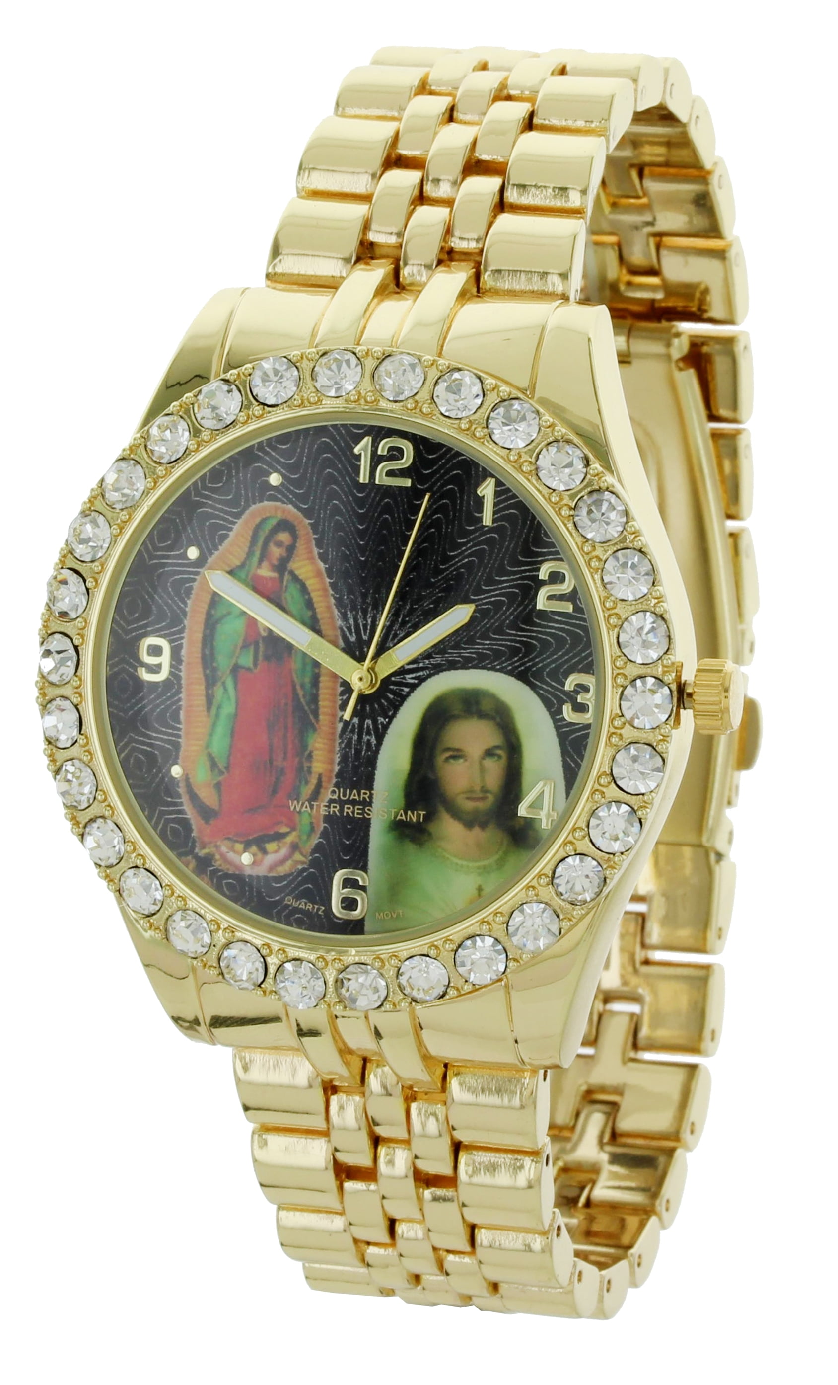 Louis Cardin Men's Our Lady of Guadalupe Gold-Tone Metal Bracelet Watch ...