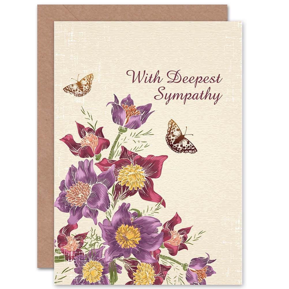 Bereaved Sympathy Floral Theme Greetings Card Plus Envelope Blank ...