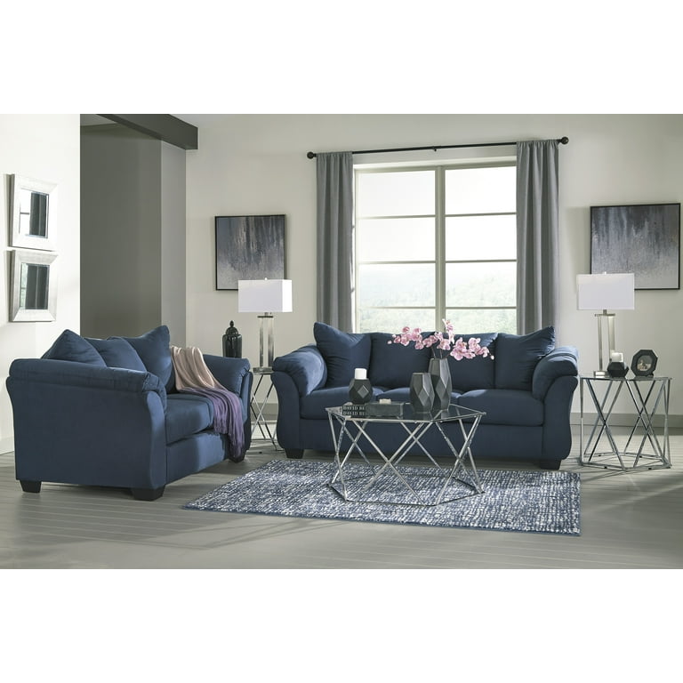 Navy blue microfiber sofa store