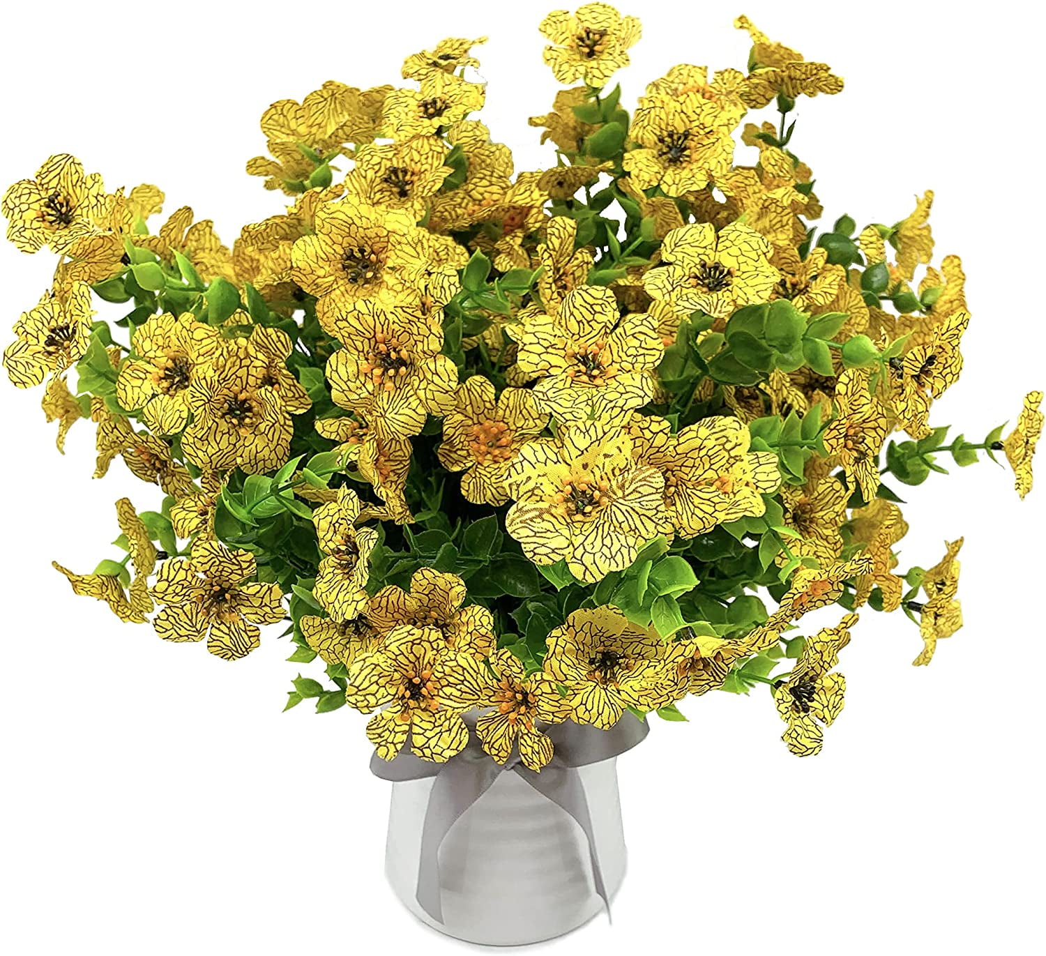 HESHENG Artificial Violets Flowers 6 Bundles Silk Flowers Greenery ...