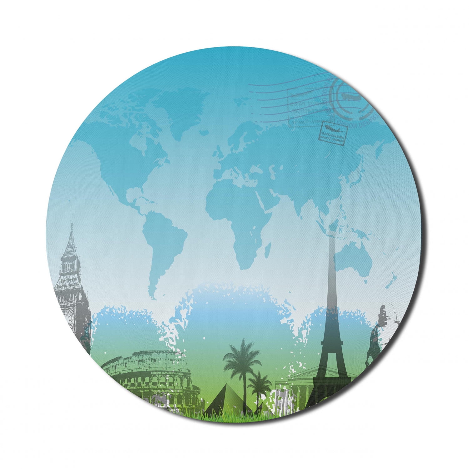 Travel Mouse Pad for Computers, Famous Landmarks with Mapping on the ...