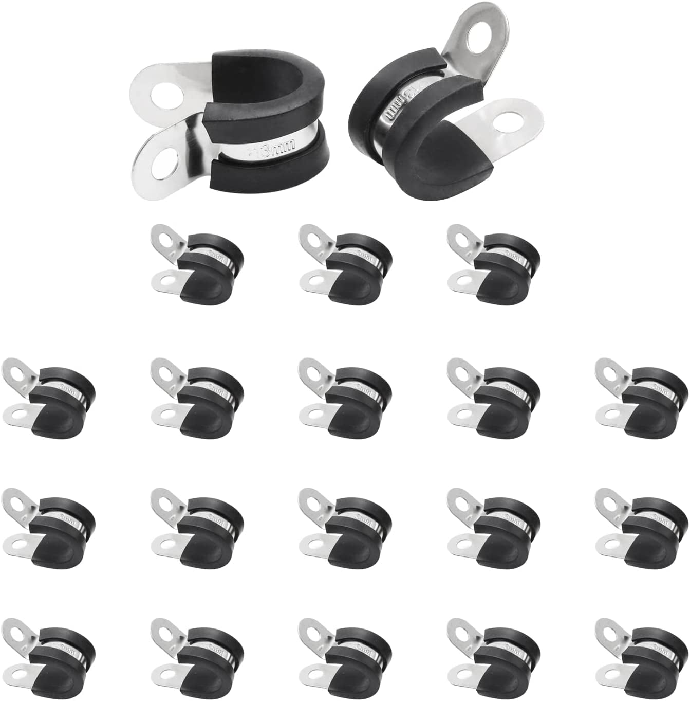 20pcs 1/2 inch (13mm) Cable Clamps, Stainless Steel Wire Clamps, Rubber ...