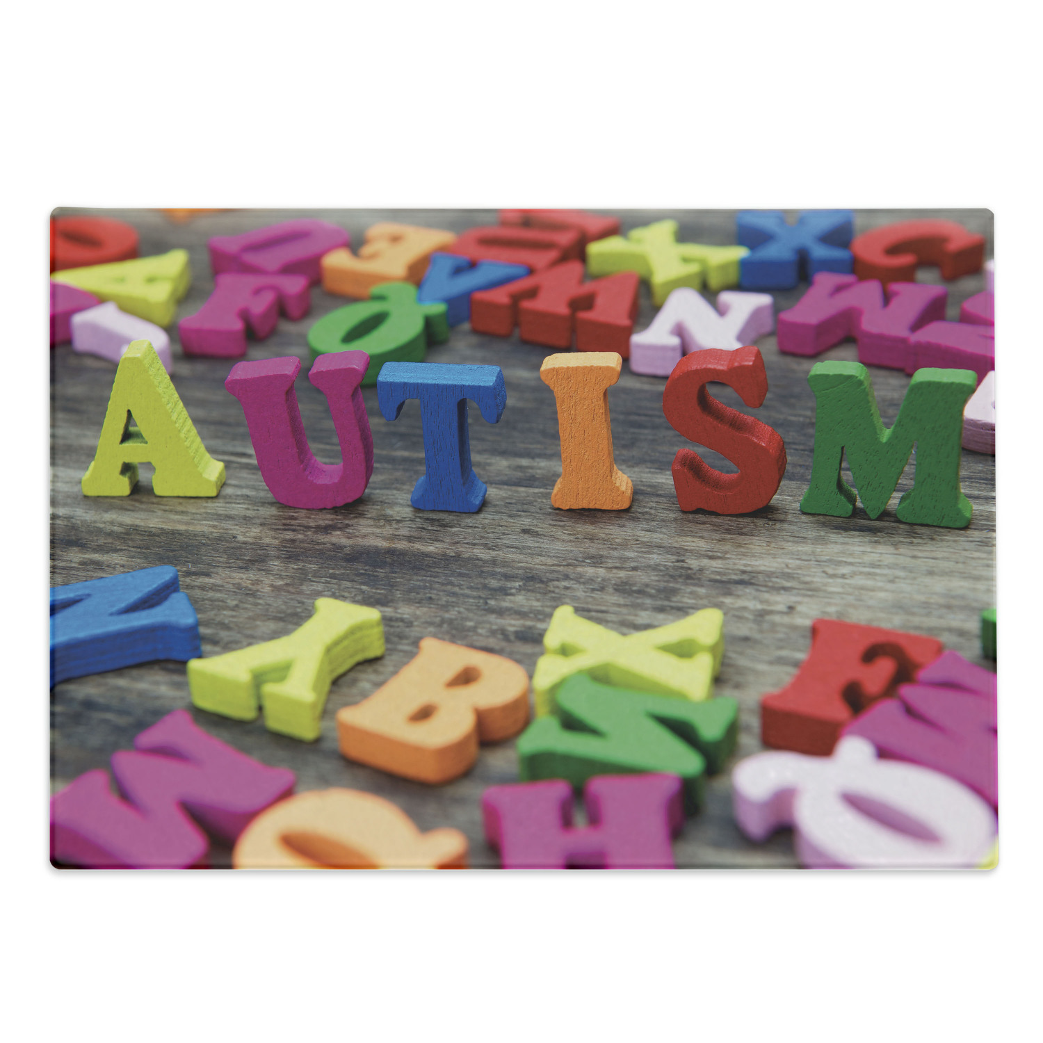 Autism Cutting Board, Colorful Image of Toy Alphabet Placed in an ...