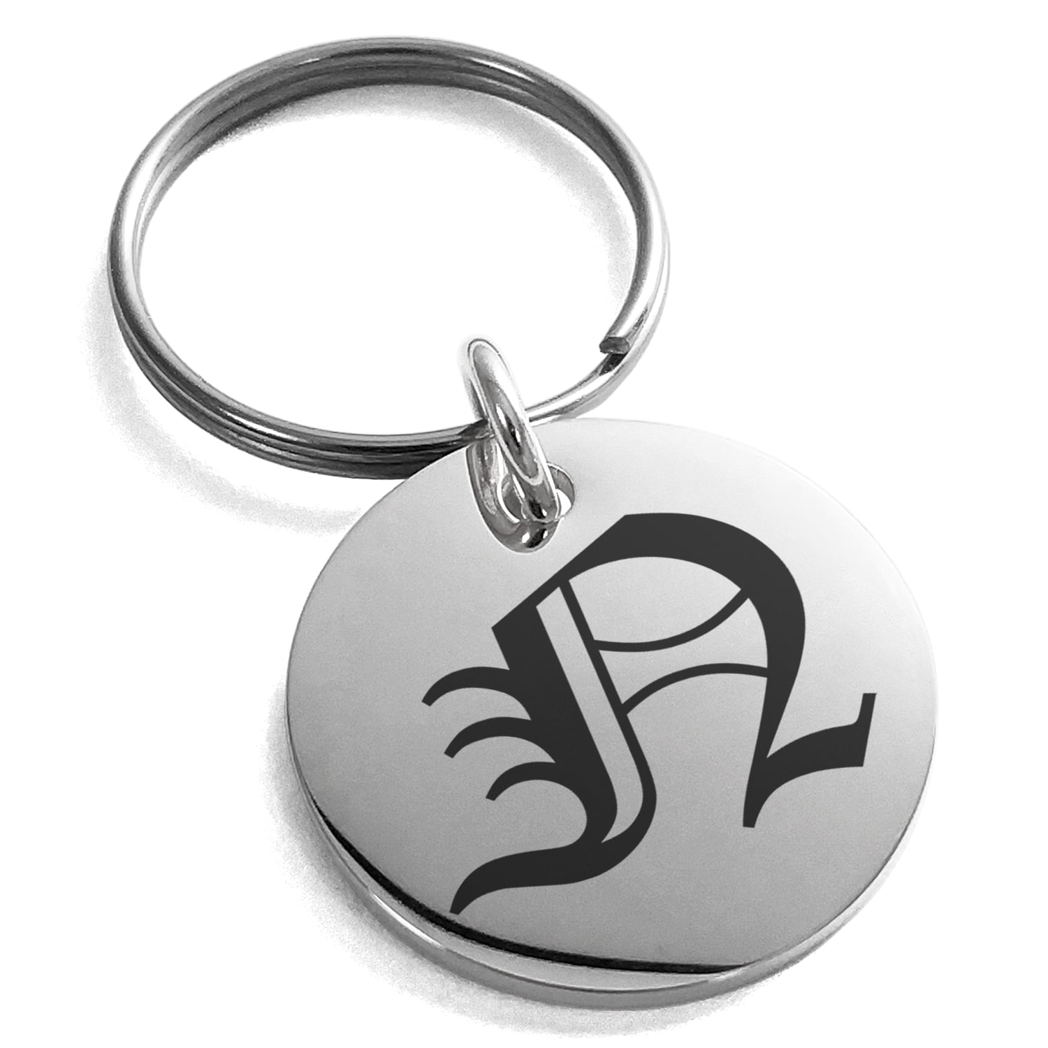 Stainless Steel Letter N Initial Old English Monogram Engraved Small ...