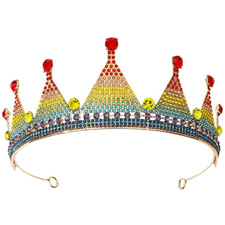 Baroque Bride Crown Rainbow Rhinestone 18th Birthday Vintage Princess ...